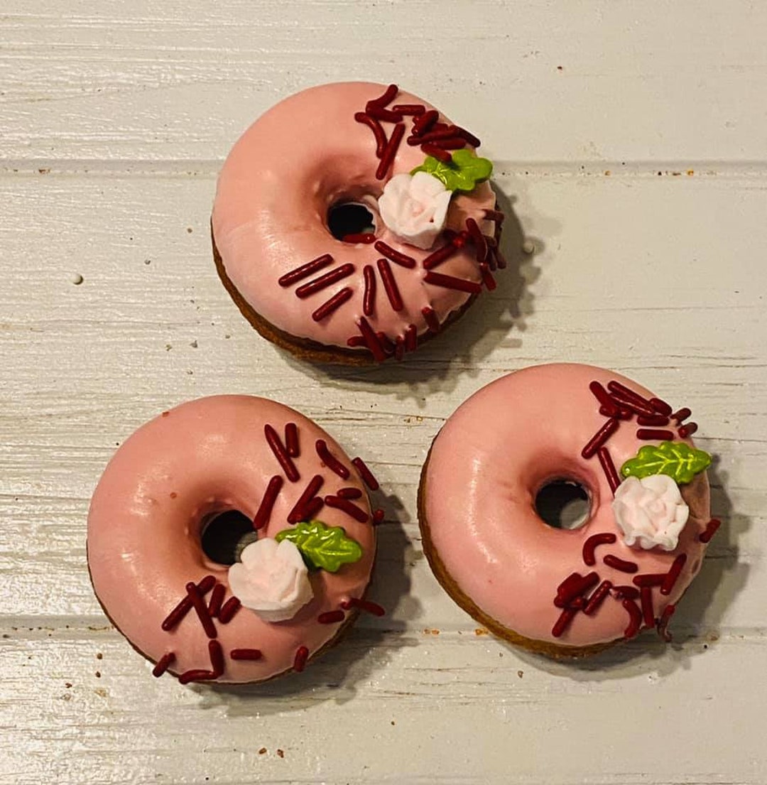 12 Pink Maroon Wine Rose Mini Donuts Doughnuts Wedding Baby Bridal ...