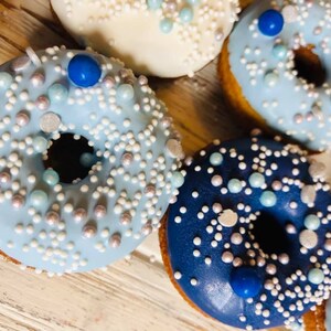12 Blue Baby White Mini Donuts Doughnuts Wedding Baby Bridal Christmas ...