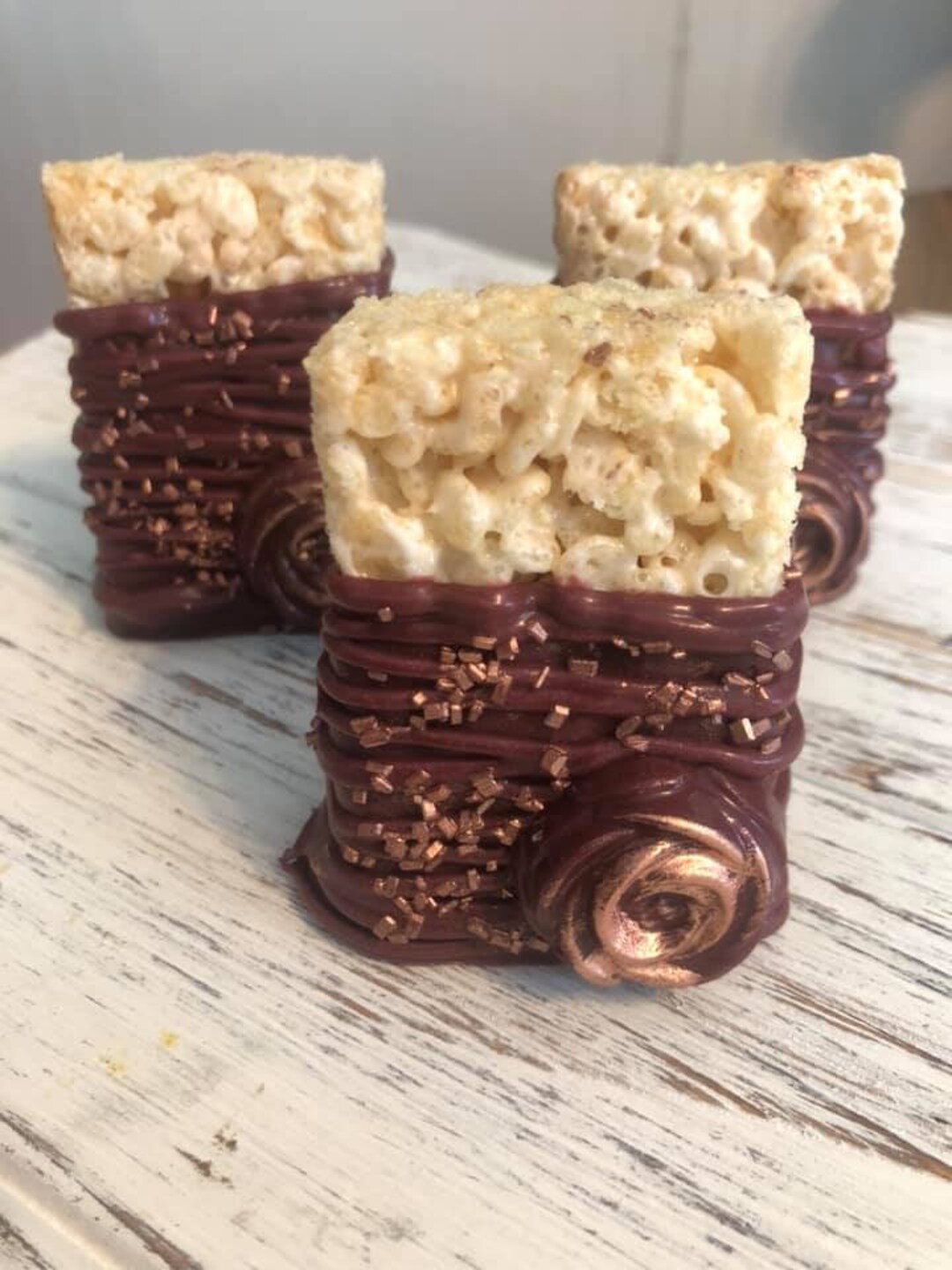 12 Burgundy Rose Gold Birthday Party Rice Crispy Krispie Treats Party ...