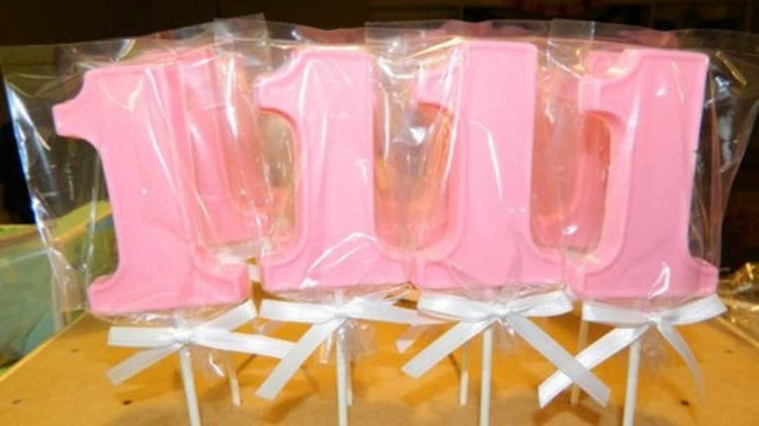12 Number One 1 Chocolate Lollipop First Birthday Party Favors Sweets ...