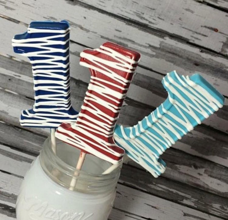 12 Pastel Stripe Number One Chocolate Lollipops Birthday 1st 1 - Etsy