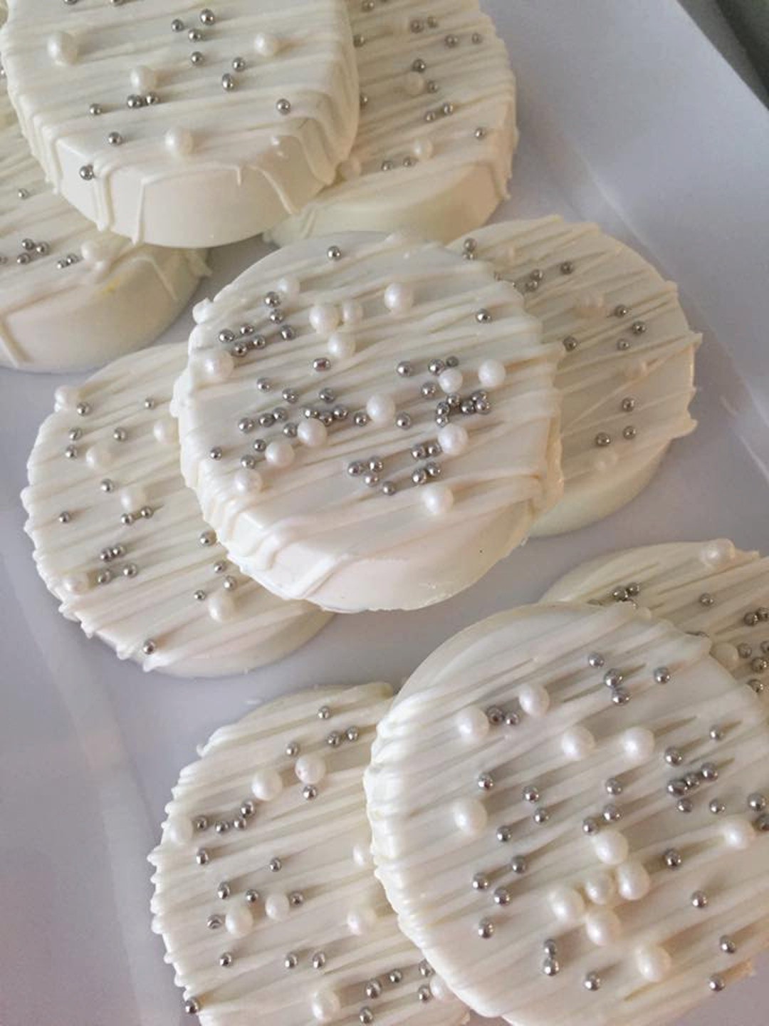1 Dozen White Silver Pearl Oreos Chocolate Covered Oreo Party Favors ...