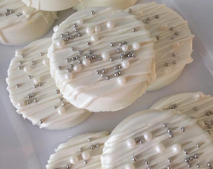 1 Dozen White Silver Pearl Oreos Chocolate Covered Oreo Party - Etsy