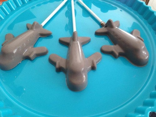 12 Chocolate Airplane Jet Plane Lollipops Birthday Party Favors Sweets ...