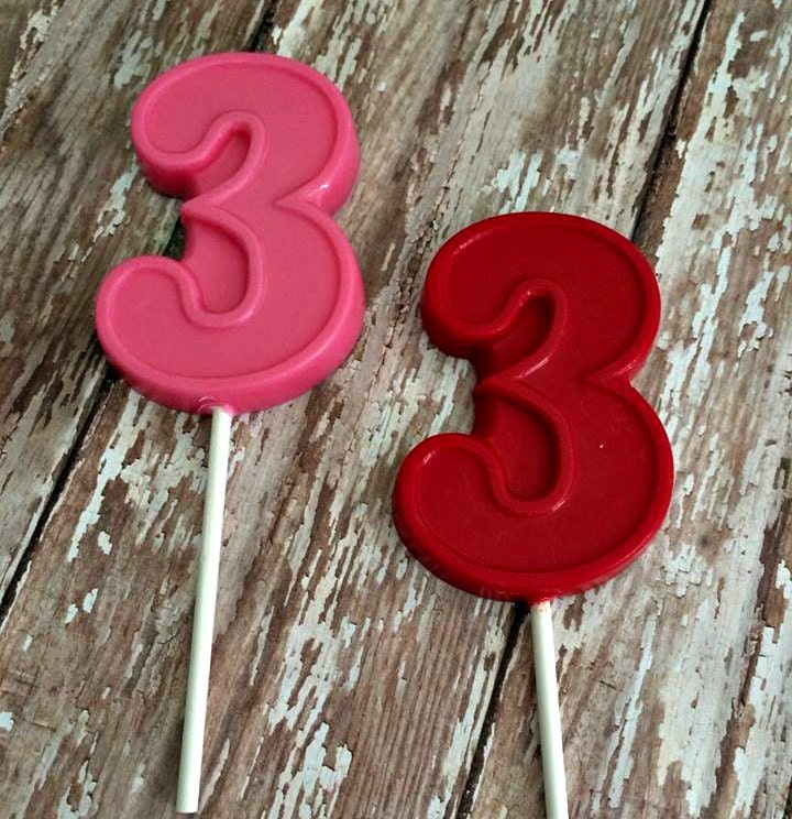 Number 3 Three Third Chocolate Birthday Favor Lollipops Sweets - Etsy