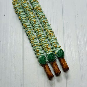 12 Sage Green Leaf Safari Pretzels Baby Shower Birthday Party Sweets ...