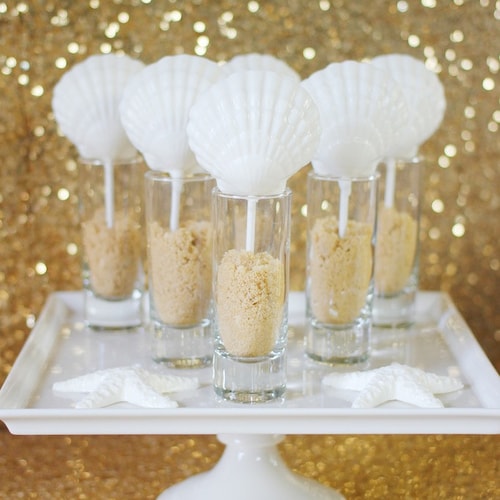 12 Shimmer Sea Shell Chocolate Lollipops Beach Wedding - Etsy