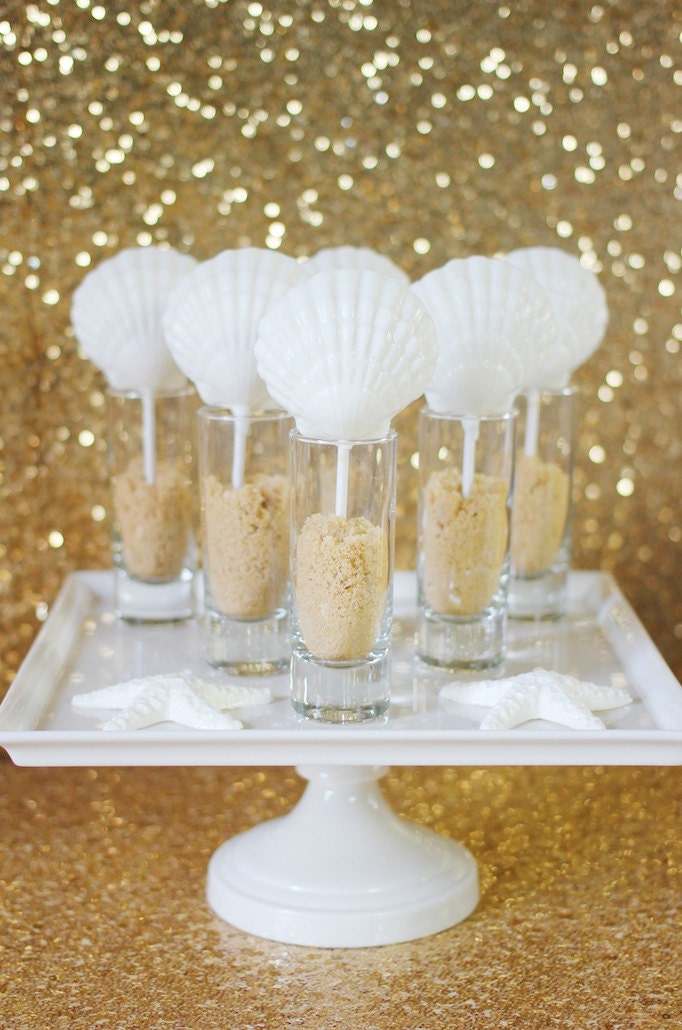 12 Shimmer Sea Shell Chocolate Lollipops Beach Wedding - Etsy