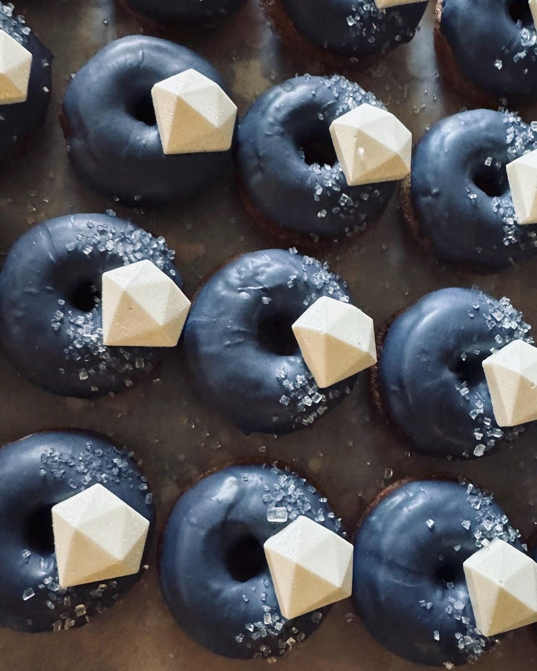 12 Gold and Navy Blue Mini Donuts Sweets Table Wedding Favors Birthday ...