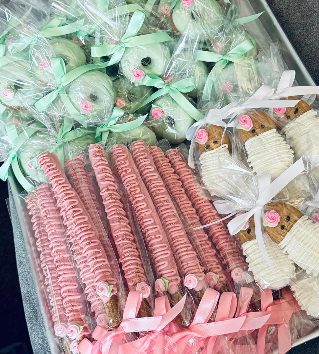 Baby Girl Shower Set 24 Nutter Butter 24 Pretzels 24 Mini Donuts Pink ...