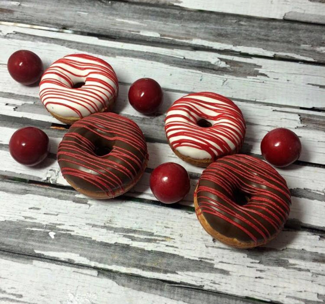 1 Dozen Black Red White Mini Donuts Birthday Favors Wedding Sweets ...