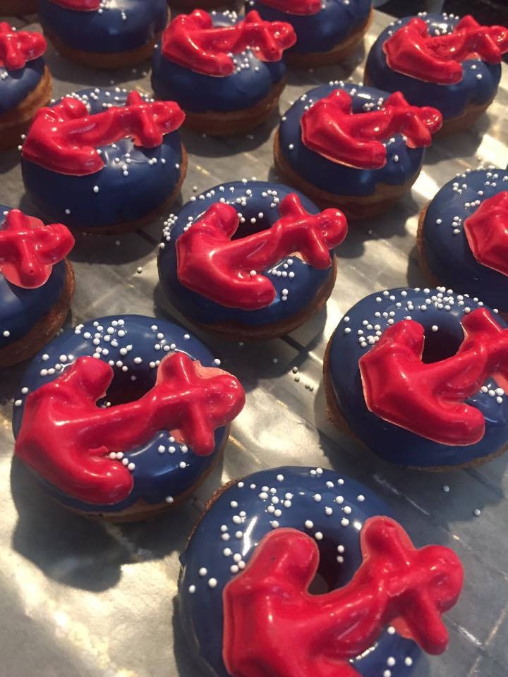 12 Blue Red Nautical Anchor Mini Donuts Doughnuts Dessert | Etsy
