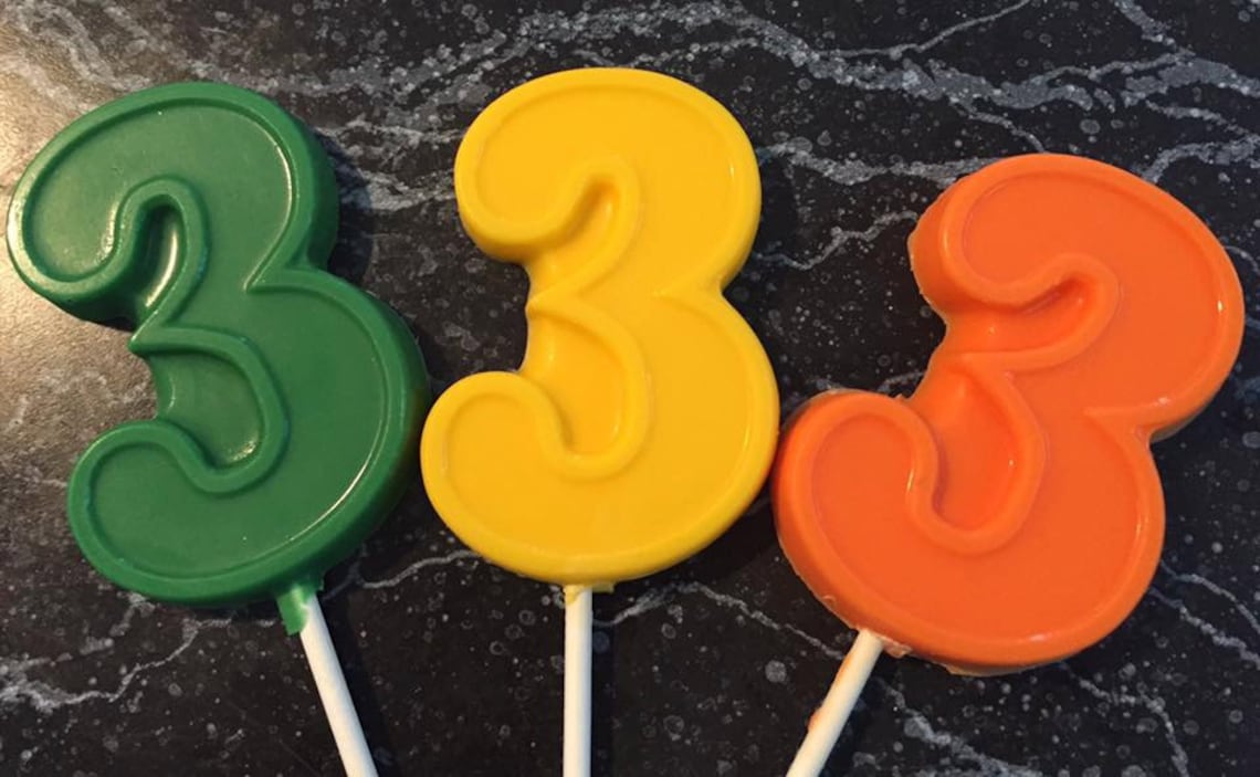 Number 3 Three Third Chocolate Birthday Favor Lollipops Sweets - Etsy