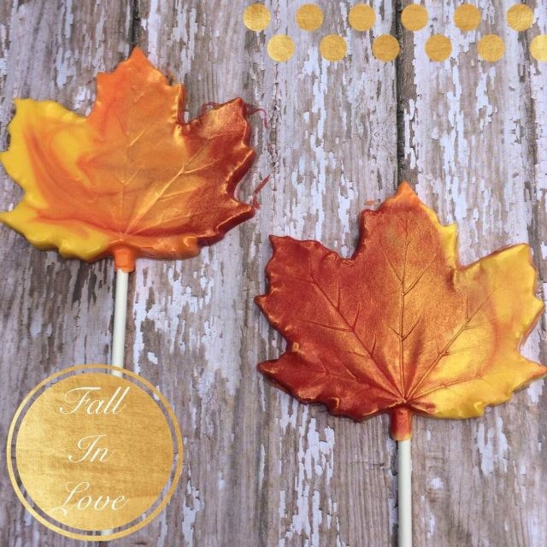 12 Fall Leaf Leaves Chocolate Lollipops Rustic Wedding Favors Candy ...