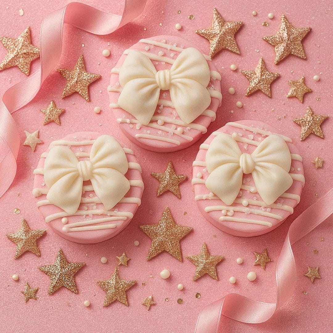 12 Pink Bow Christmas Oreos Coquette Cookies Bow Party Favors Wedding ...
