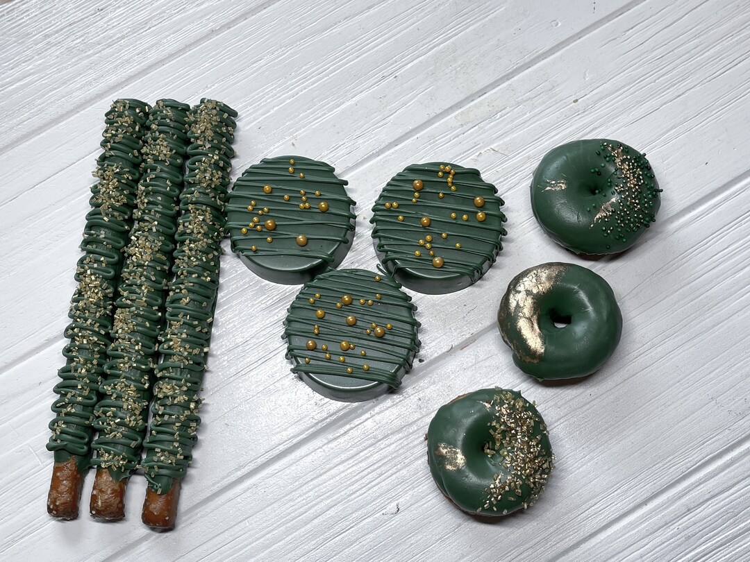 Olive Green Gold Mini Donuts Pretzels Oreos 36 Piece Set Wedding Bridal ...
