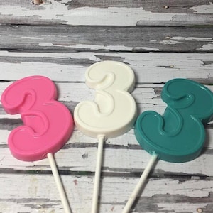 Number 3 Three Third Chocolate Birthday Favor Lollipops Sweets Table ...
