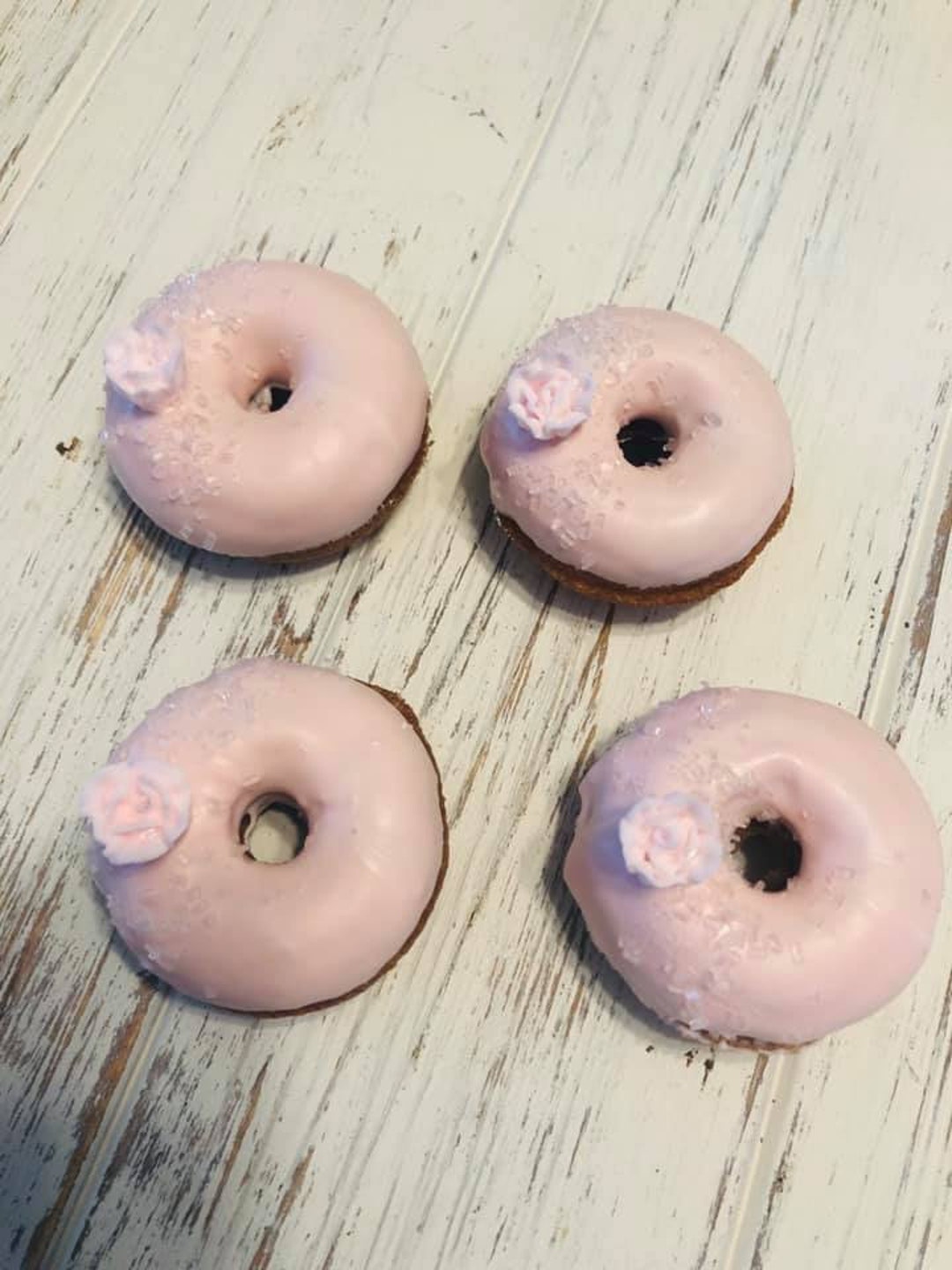 12 Blush Pink Rose Mini Donuts Doughnuts Wedding Baby Bridal Christmas ...