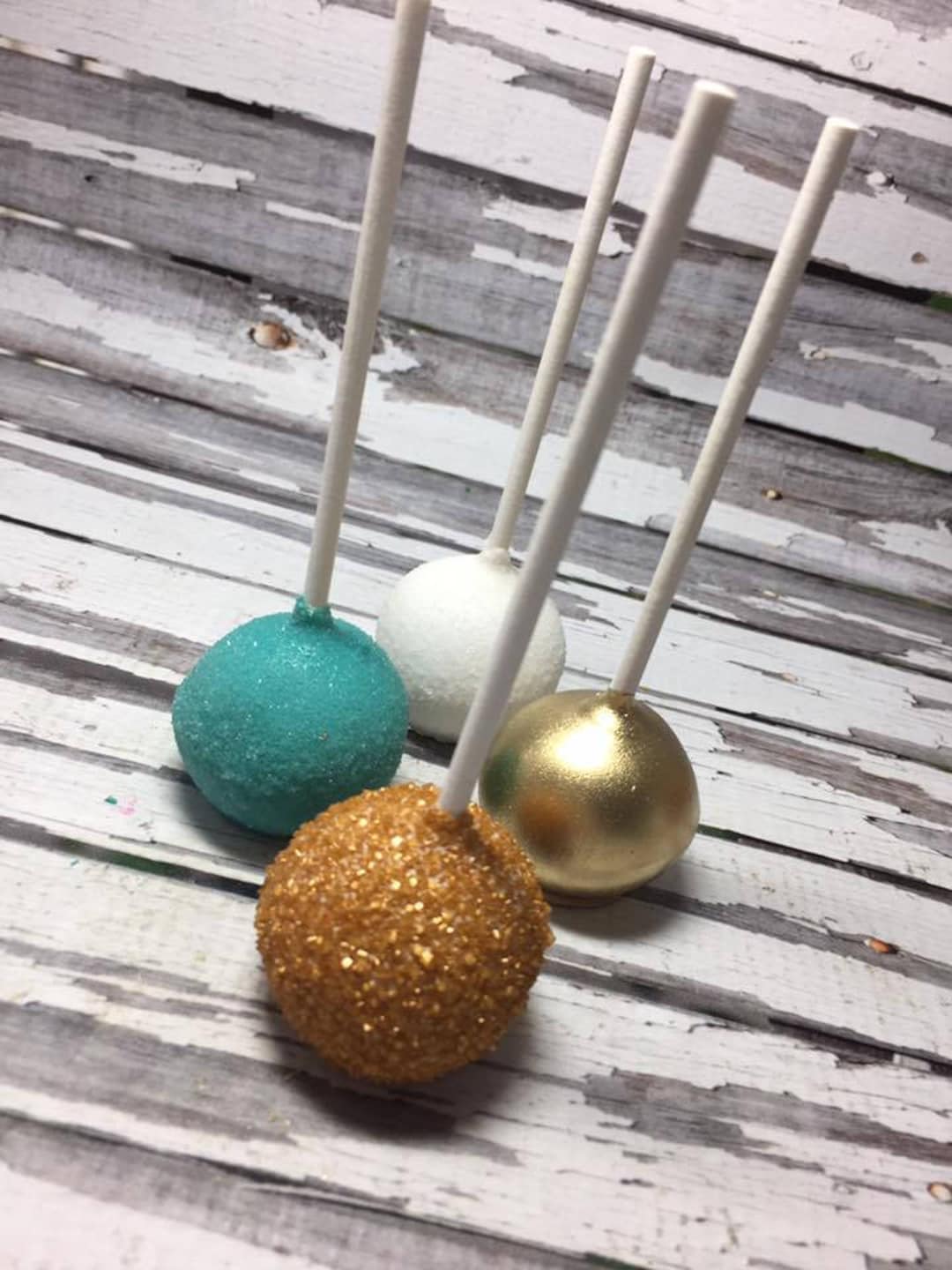 12 Gold Teal Aqua White Cake Pops Birthday Baby Bachelorette Party ...