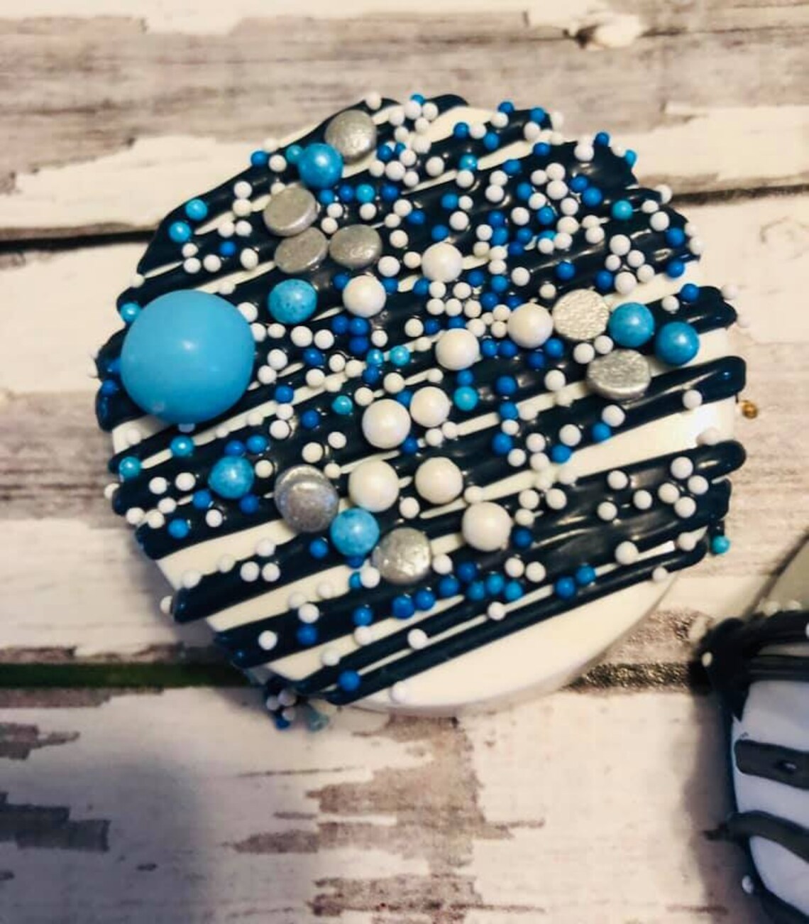 1 Dozen White Navy Blue Silver Oreos Chocolate Covered Oreo - Etsy