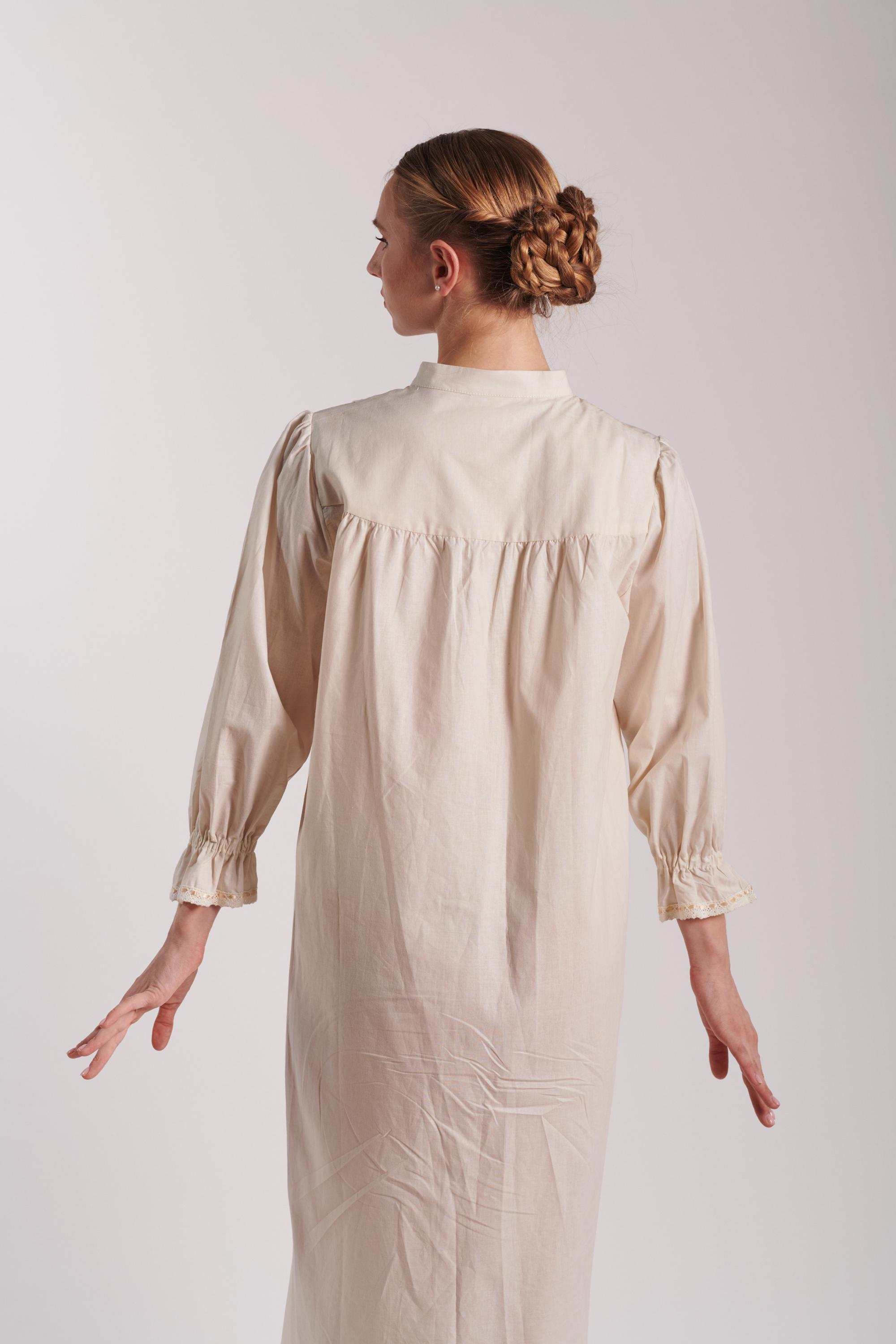 A Boutique Beige Vintage Long Cotton Nightgown With a Hat ...