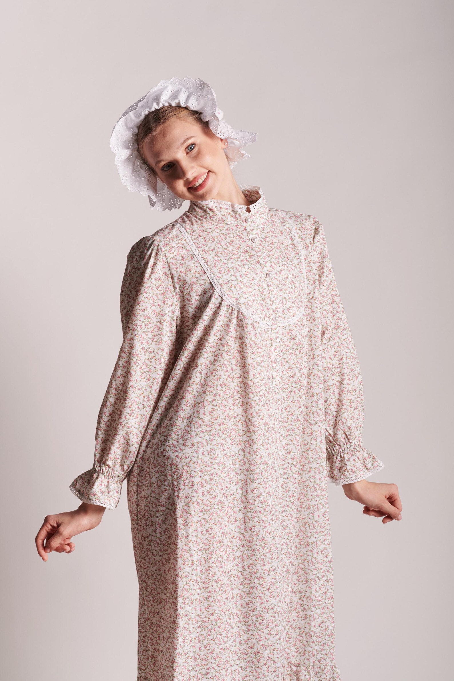 A Cottagecore Enchanted Tiny Floral Long Nightgown | Yerushalayma - Etsy