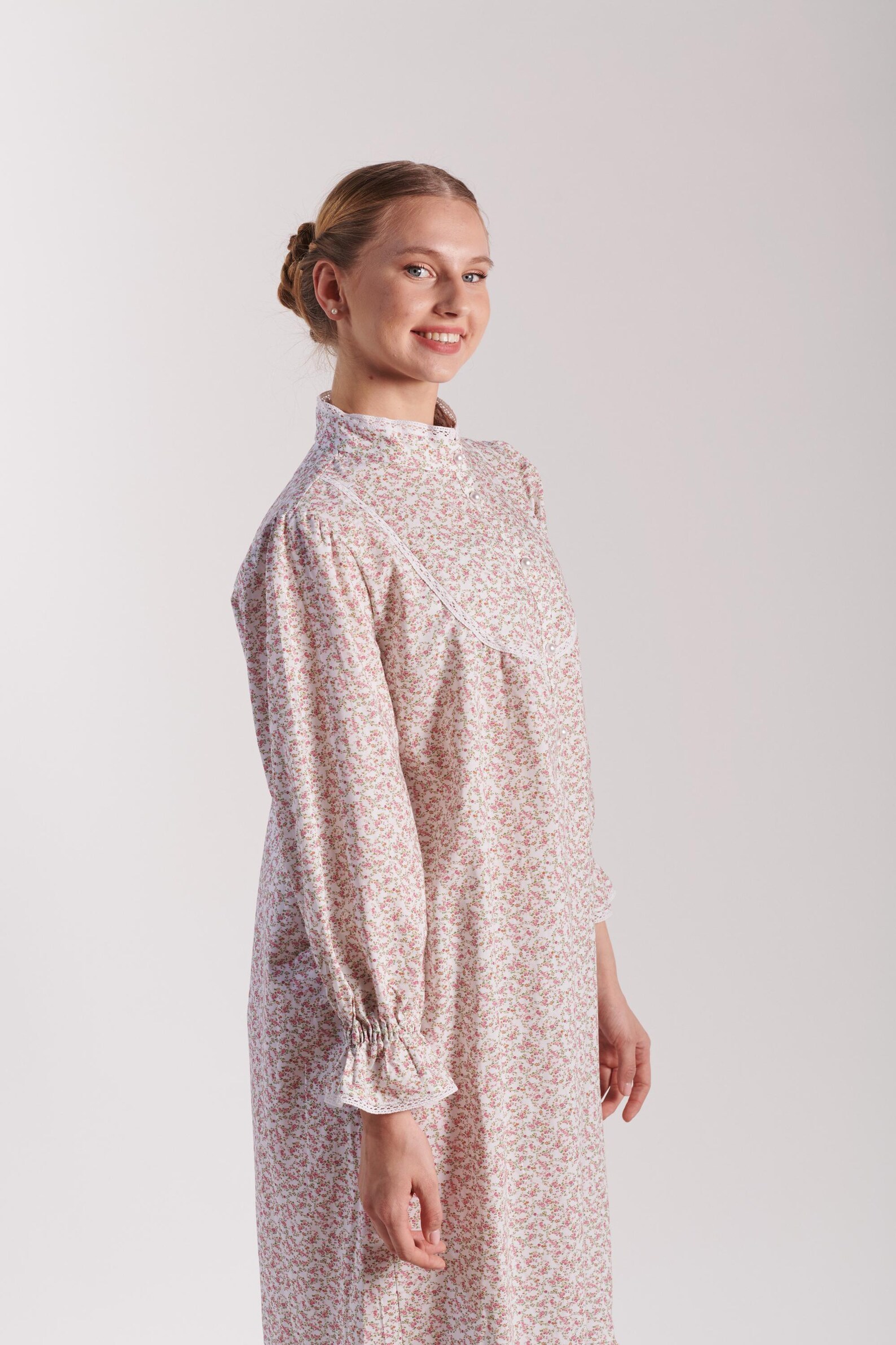 A Cottagecore Enchanted Tiny Floral Long Nightgown | Yerushalayma - Etsy UK