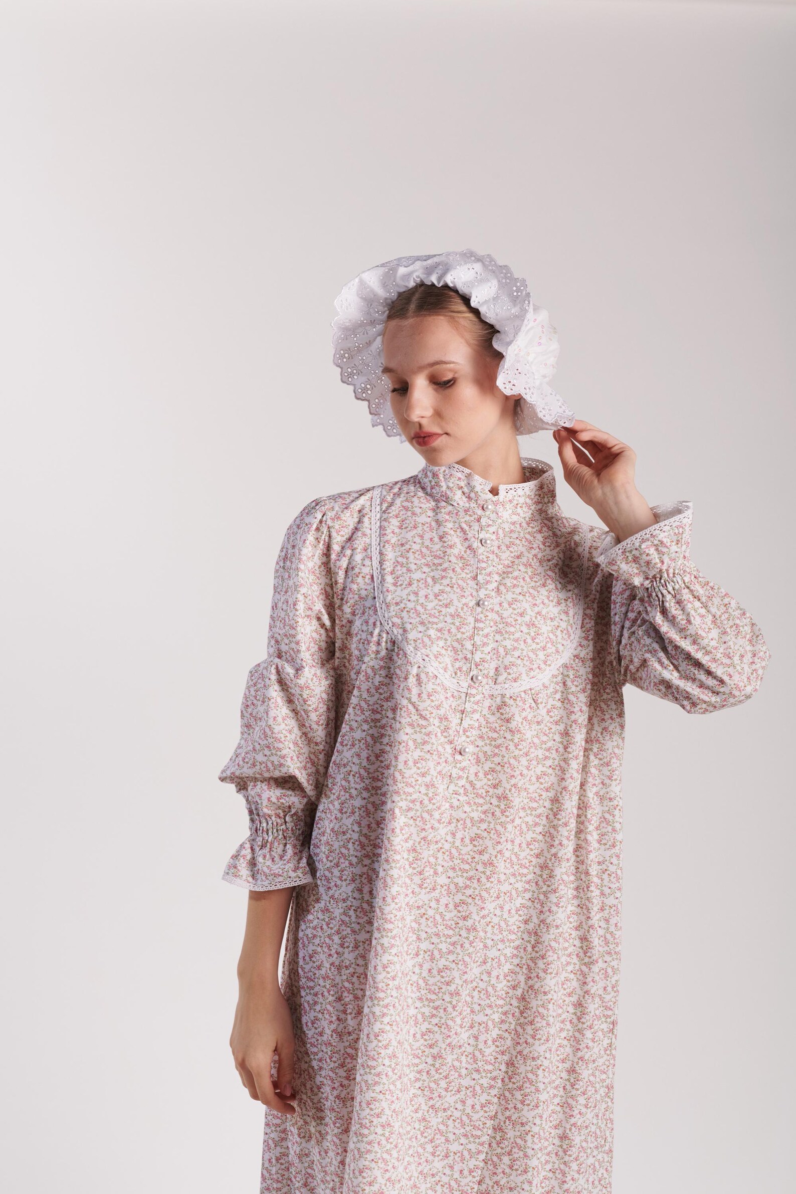 A Cottagecore Enchanted Tiny Floral Long Nightgown | Yerushalayma - Etsy