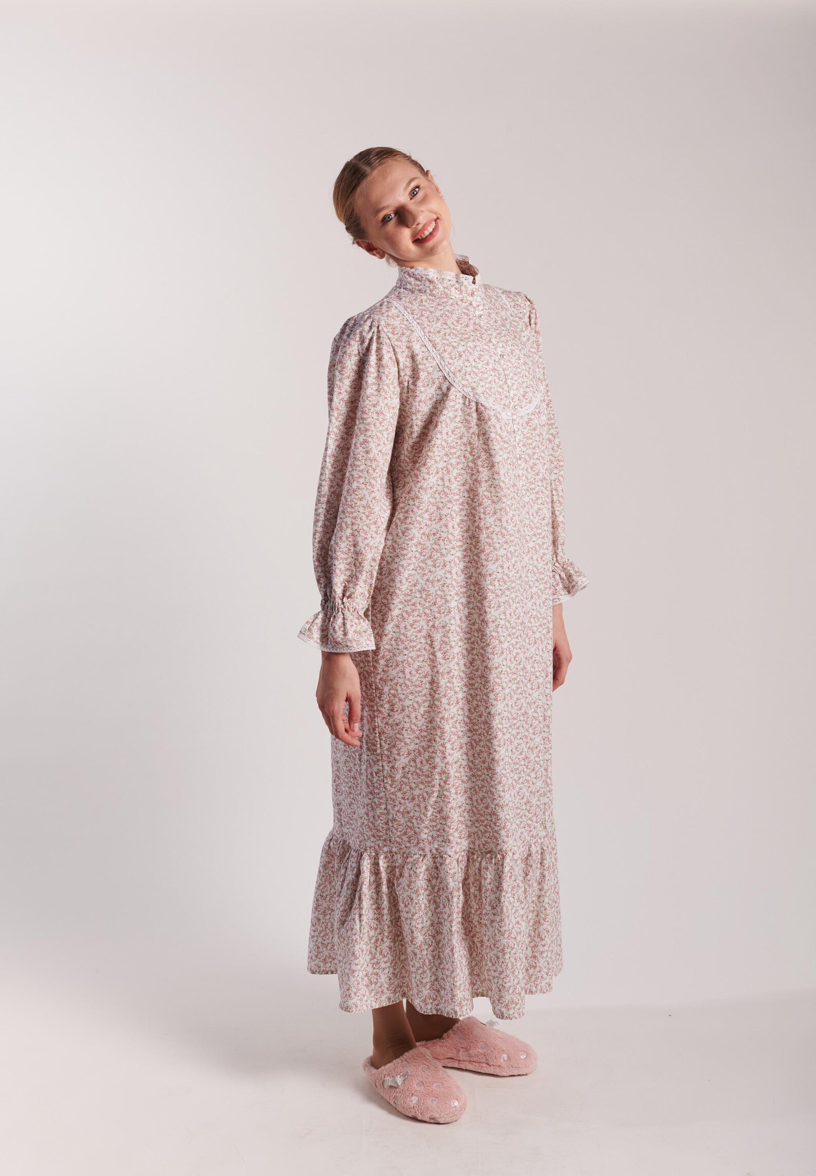 A Cottagecore Enchanted Tiny Floral Long Nightgown | Yerushalayma - Etsy
