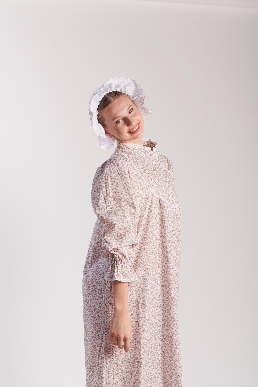 A Cottagecore Enchanted Tiny Floral Long Nightgown | Yerushalayma - Etsy