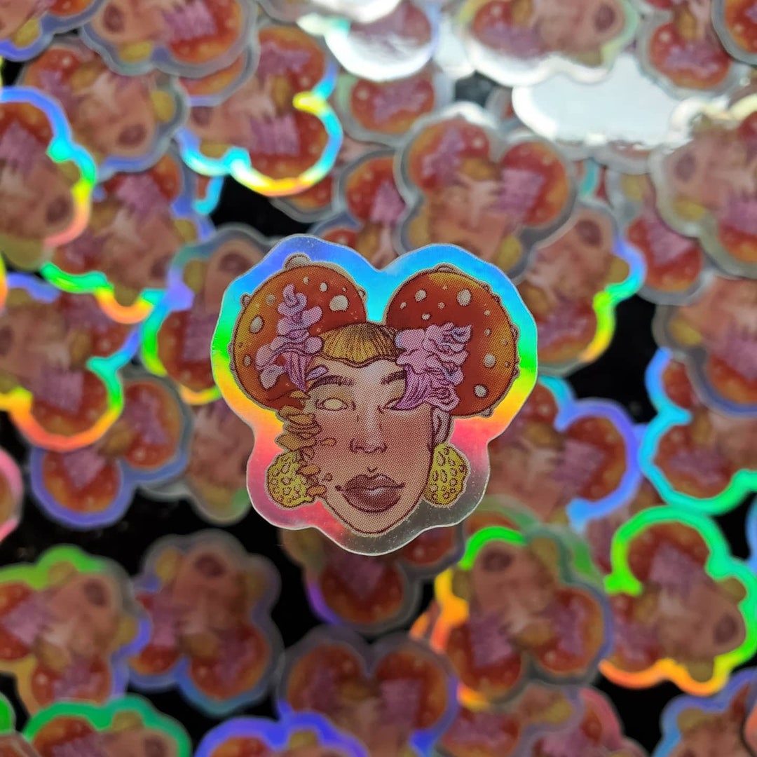Mushroom ,head, Sticker, Decal, Vinyl, Holo, Bun Head - Etsy
