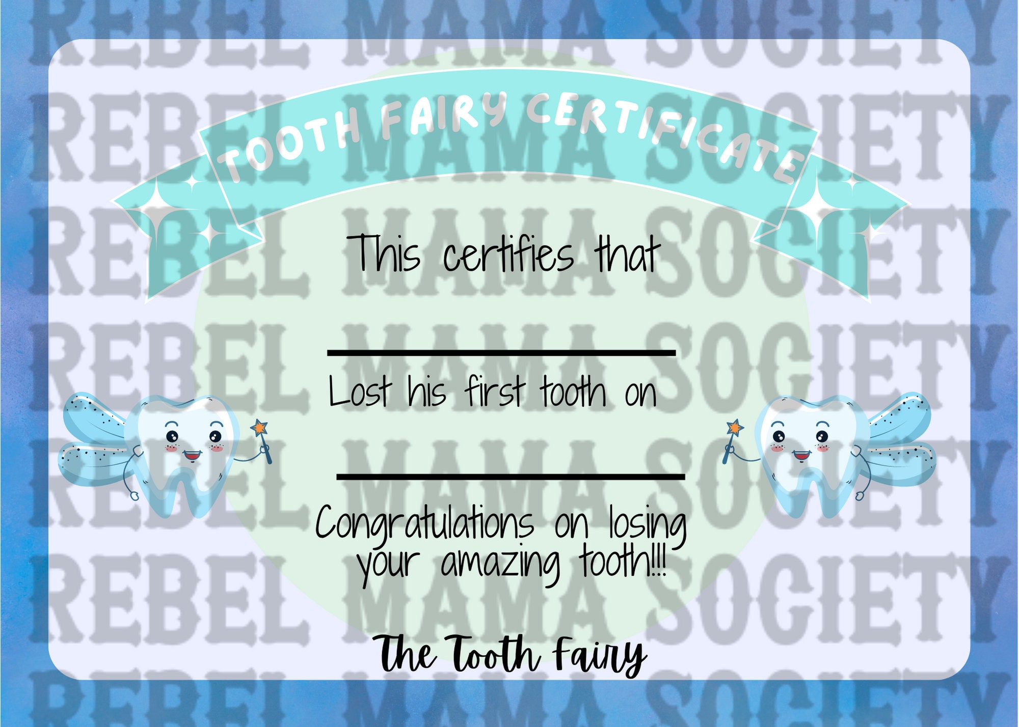 Boy Tooth Fairy Certificate Instant Download - Etsy