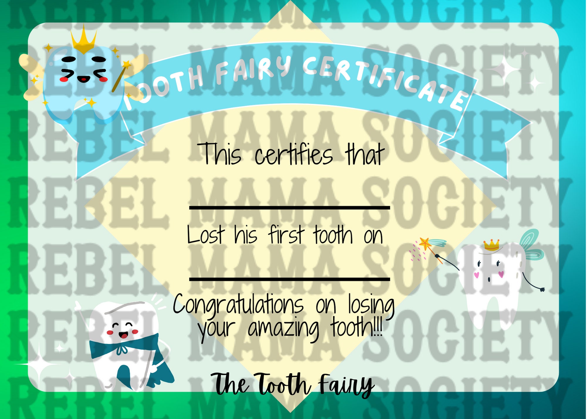Boy Tooth Fairy Certificate Instant Download - Etsy