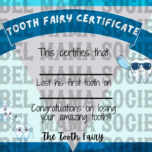 Boy Tooth Fairy Certificate Instant Download - Etsy