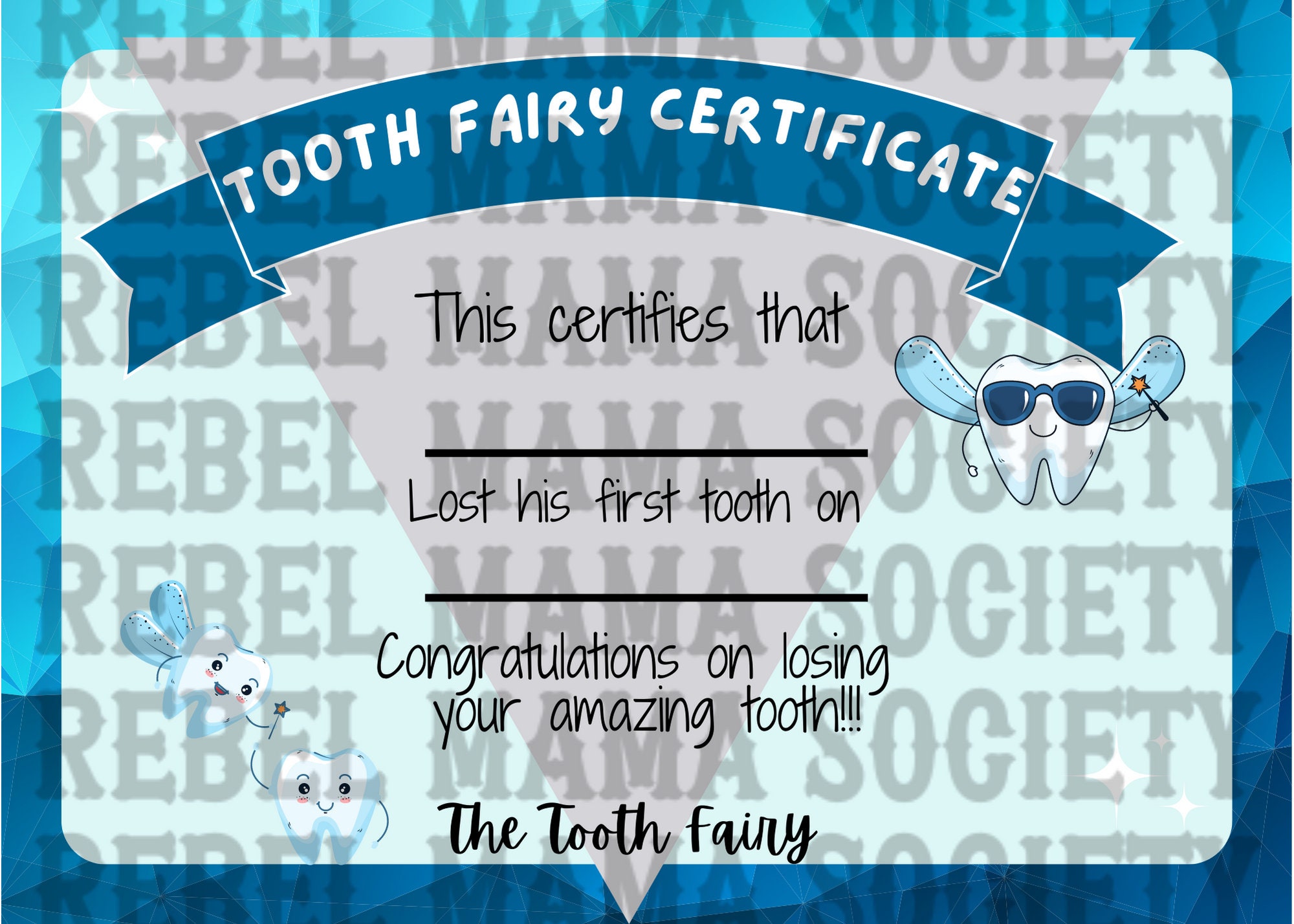 Boy Tooth Fairy Certificate Instant Download - Etsy