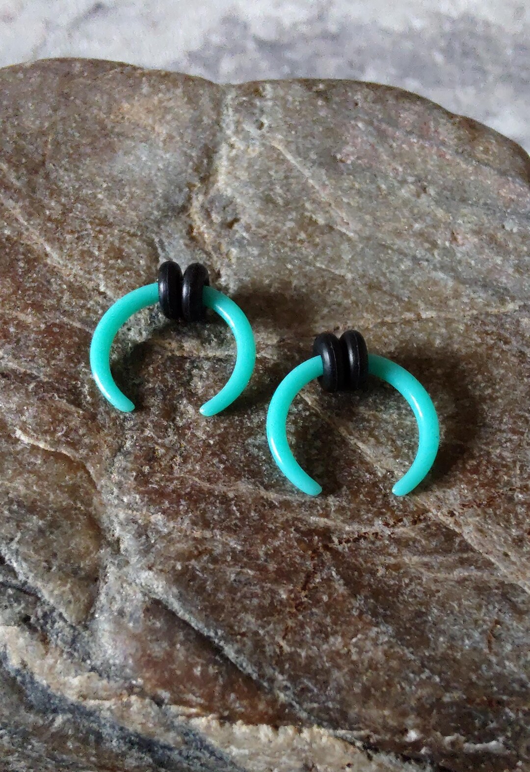 Pair 14g 9mm Crescent Septum Ring, Buffalo Horn Ring, Septum Taper ...