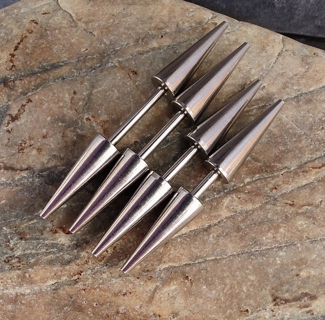 16g Spiked Bridge Barbell, Large Spiked Barbell, Straight Barbell, Long ...