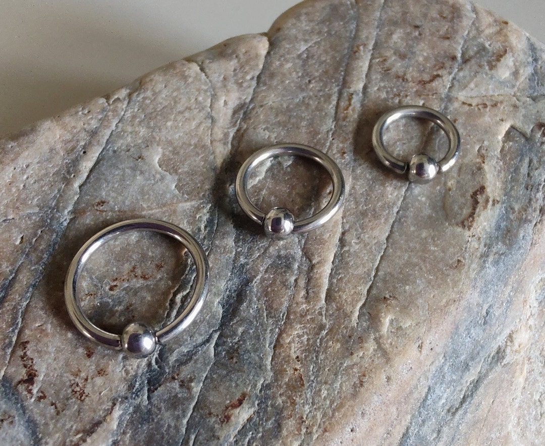 16g Captive Piercing Ring, Captive Ball Ring, Captive Piercing Hoop ...