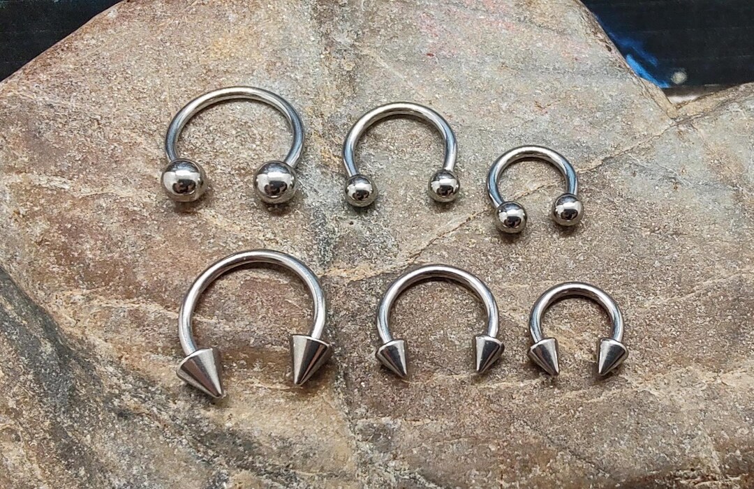6 Piece Set 16g Horseshoe Barbells, Septum Ring, 16g Septum, 6mm Septum ...