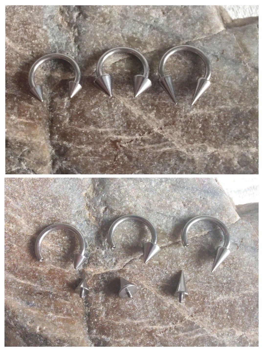 Internally Threaded 16g 8mm Horseshoe Barbell, Spiked Septum, Septum ...