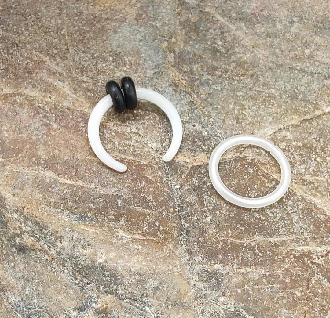 16g Crescent Septum Ring and Bioflex Hoop, Buffalo Horn Ring, Taper ...