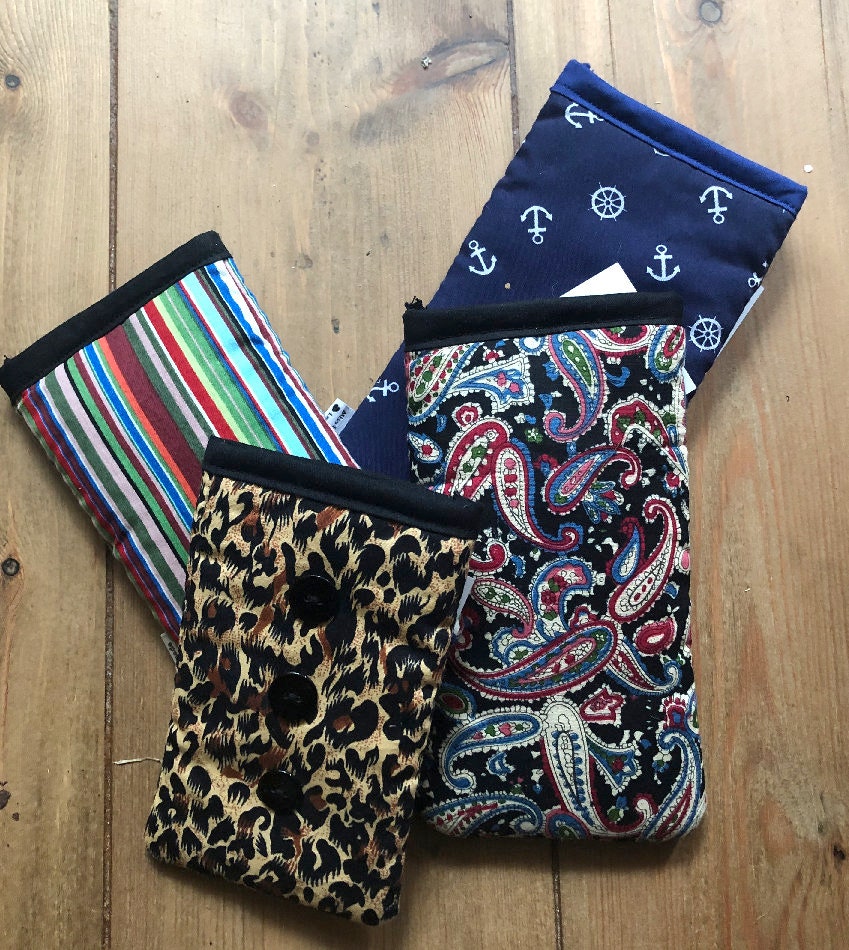 Mobile Phone Cell Phone Socks Black & Blue Prints Handmade - Etsy 日本