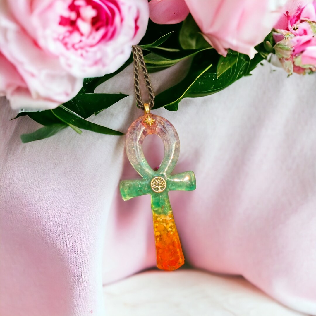Ankh Key Pendant 7 Mineral Chakras Tree of Life - Etsy UK