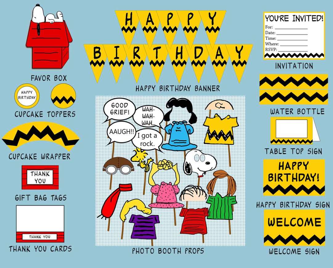 The Peanuts Theme Birthday Party Pack - Digital Download - Etsy