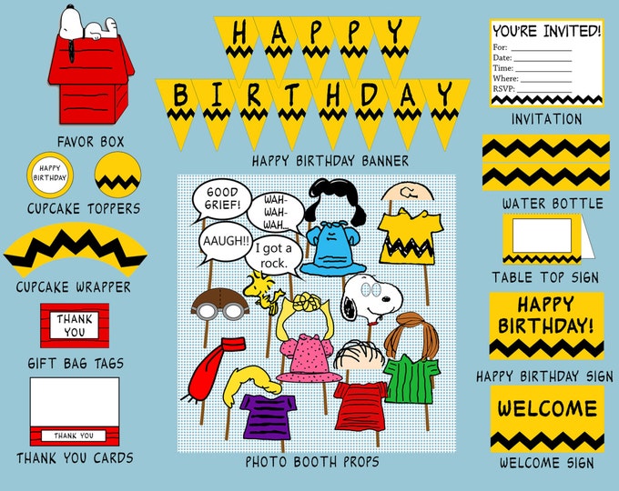 The Peanuts Theme Birthday Party Pack - Digital Download - Etsy