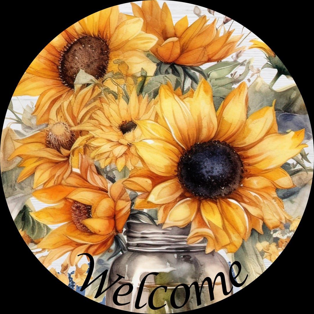 Sunflower Sign for Your Wreath Decor, Wreath Attachments, Sunflower ...