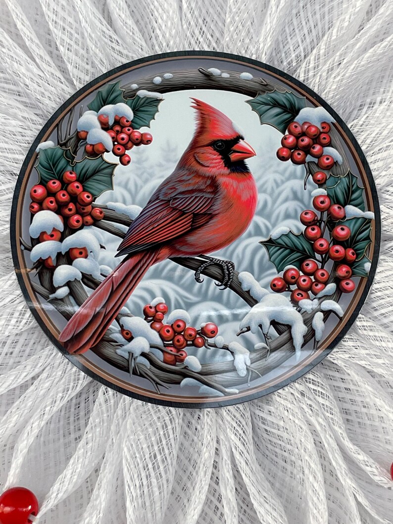 Red Cardinal Sign, Red Bird Sign, Red Bird Wreath Attachment, Red ...