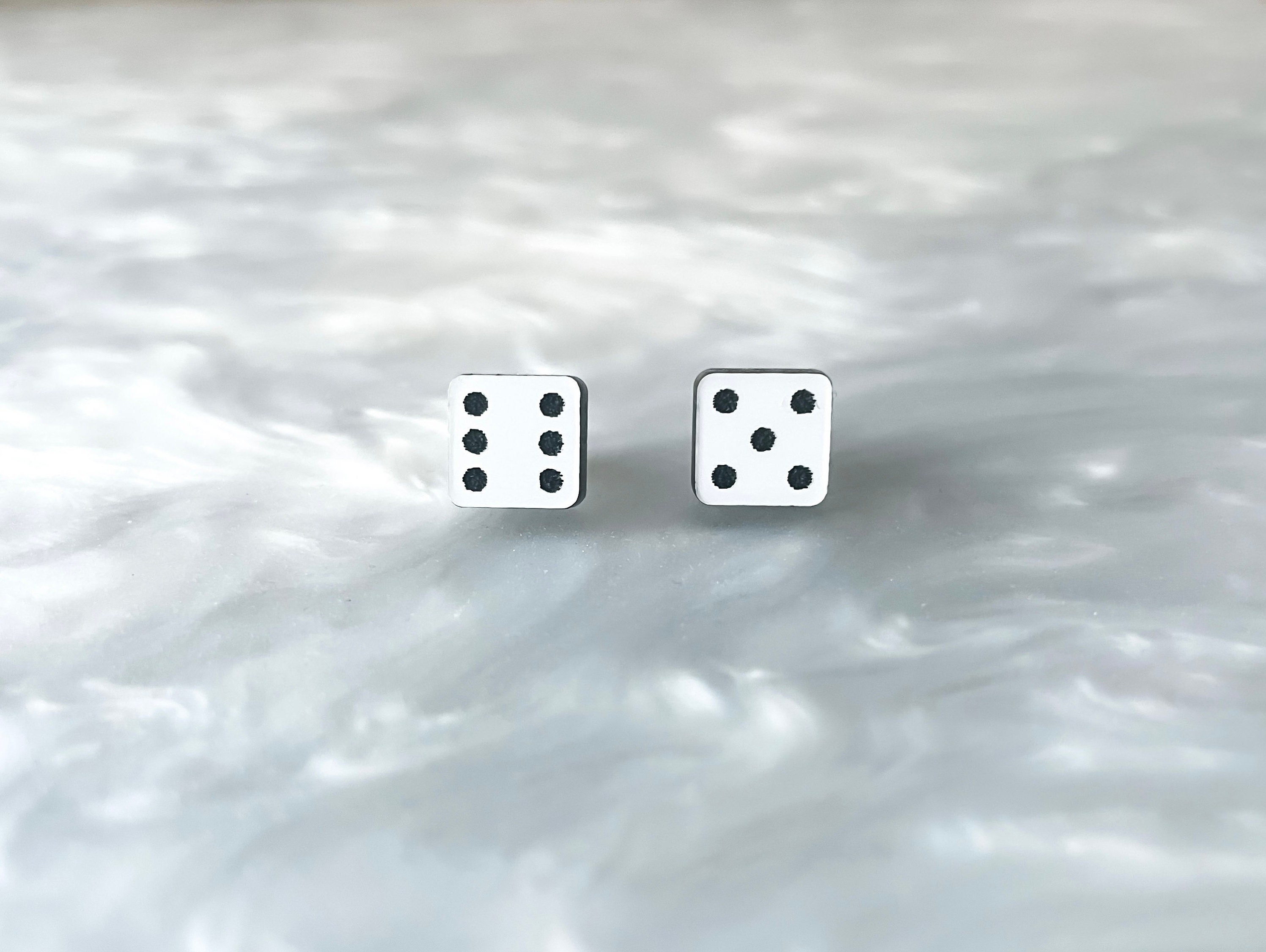 Lucky Dice Stud Earrings Sterling Silver Acrylic - Etsy