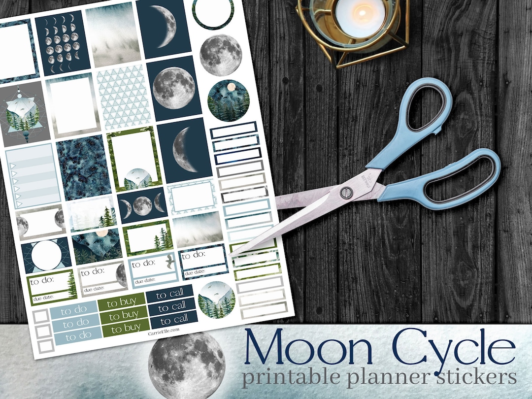 Mystical Moon Planner Stickers: Printable Nature Theme (digital ...