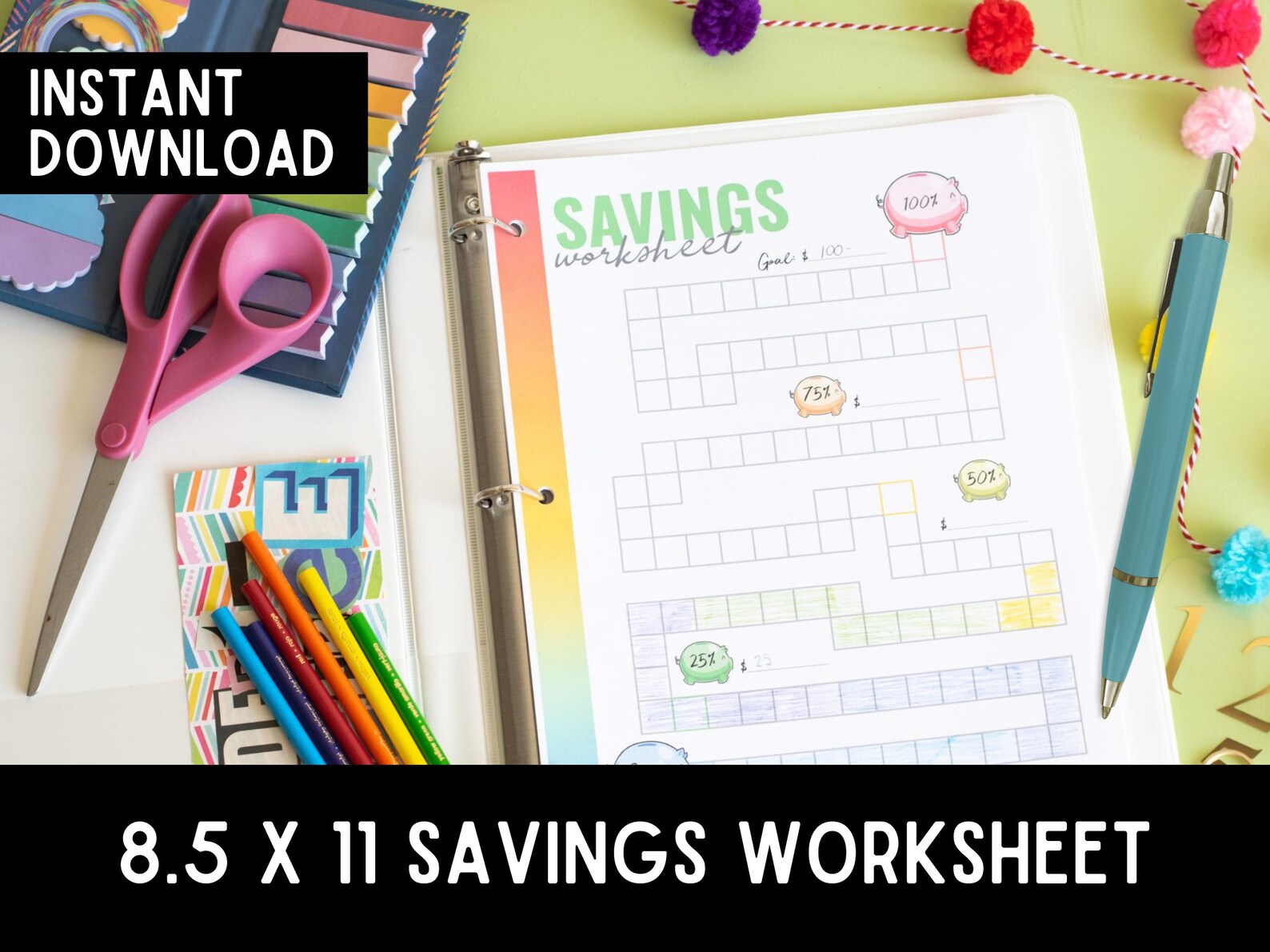 Printable Savings Worksheet A5 Savings Worksheet Savings | Etsy
